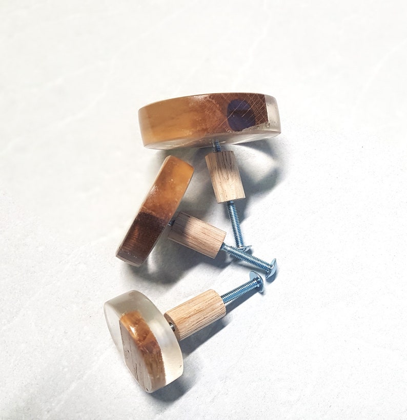 Glass Looks Epoxy Knobs With Wood, Handles Pulls Cabinet Hardware ...