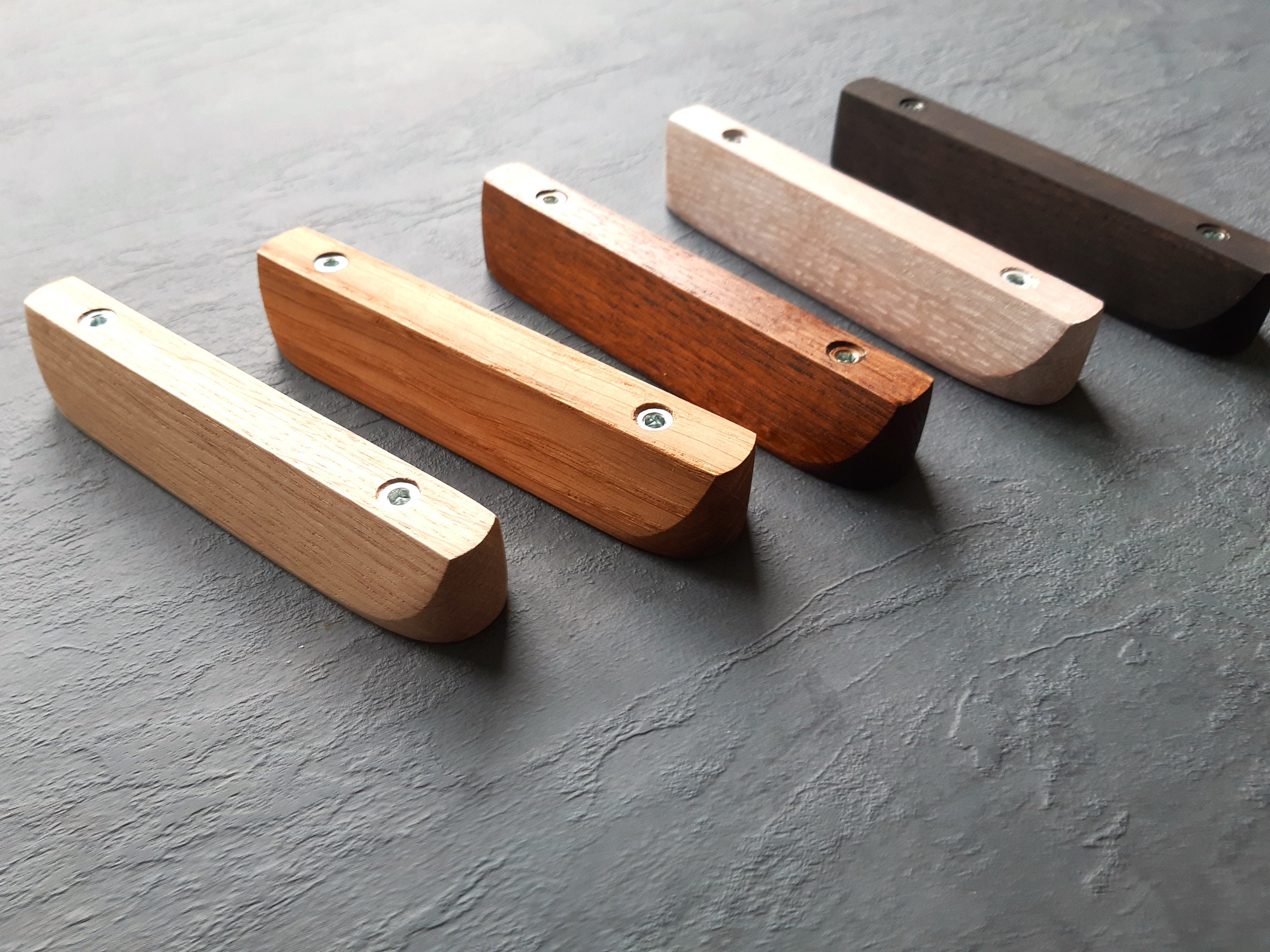 Long Oak Wood Handles Pulls Simple Kitchen Hardware Dresser Pulls ...