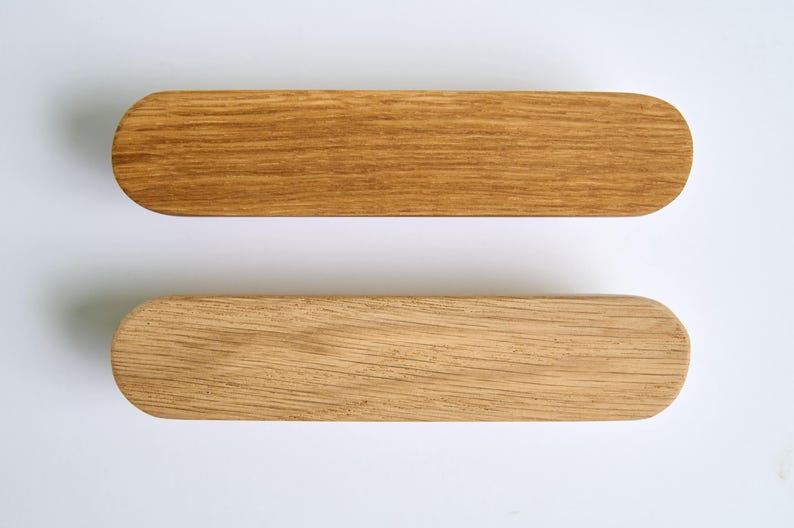 Rounded End Wooden Handles, Long OAK Wood Pulls, Minimalistic Furniture ...