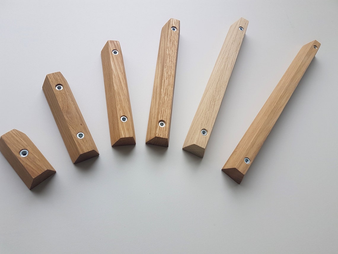 Long Oak Wood Handles Pulls Simple Kitchen Hardware Dresser Pulls ...