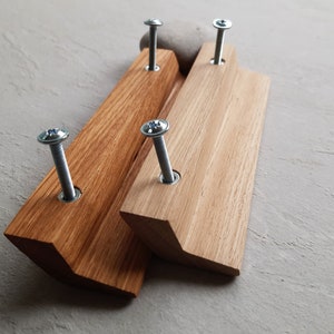 Long Geometric Oak Wood Handles Pulls, Modern Kitchen Cabinet Hardware ...