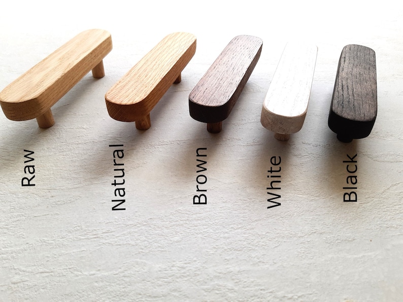 Rounded End Wooden Handles, Long OAK Wood Pulls, Minimalistic Furniture ...