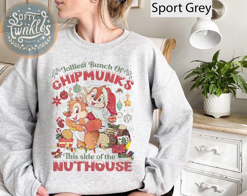 Retro Santa Chip and Dale Jolliest Bunch of Chipmunks Christmas Shirt ...