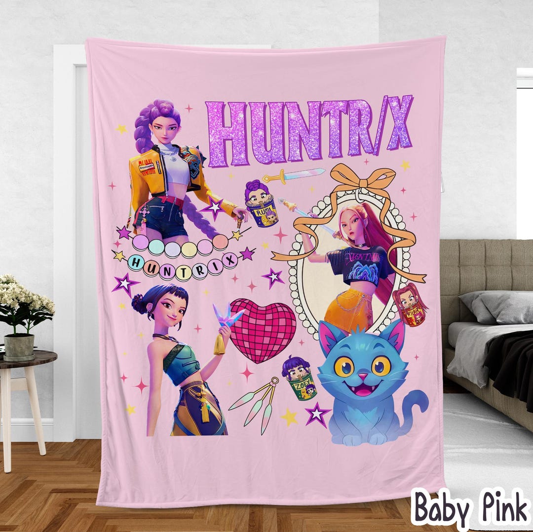 Blanket With Huntrix Theme, Kpop Demon Huntrix Gift, , Rumi Mira Zoey ...