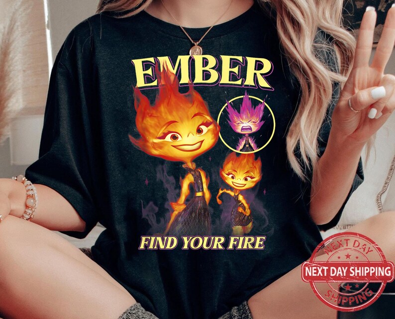 Disney Pixar Elemental Find Your Fire Ember Portrait T-shirt Disneyland ...