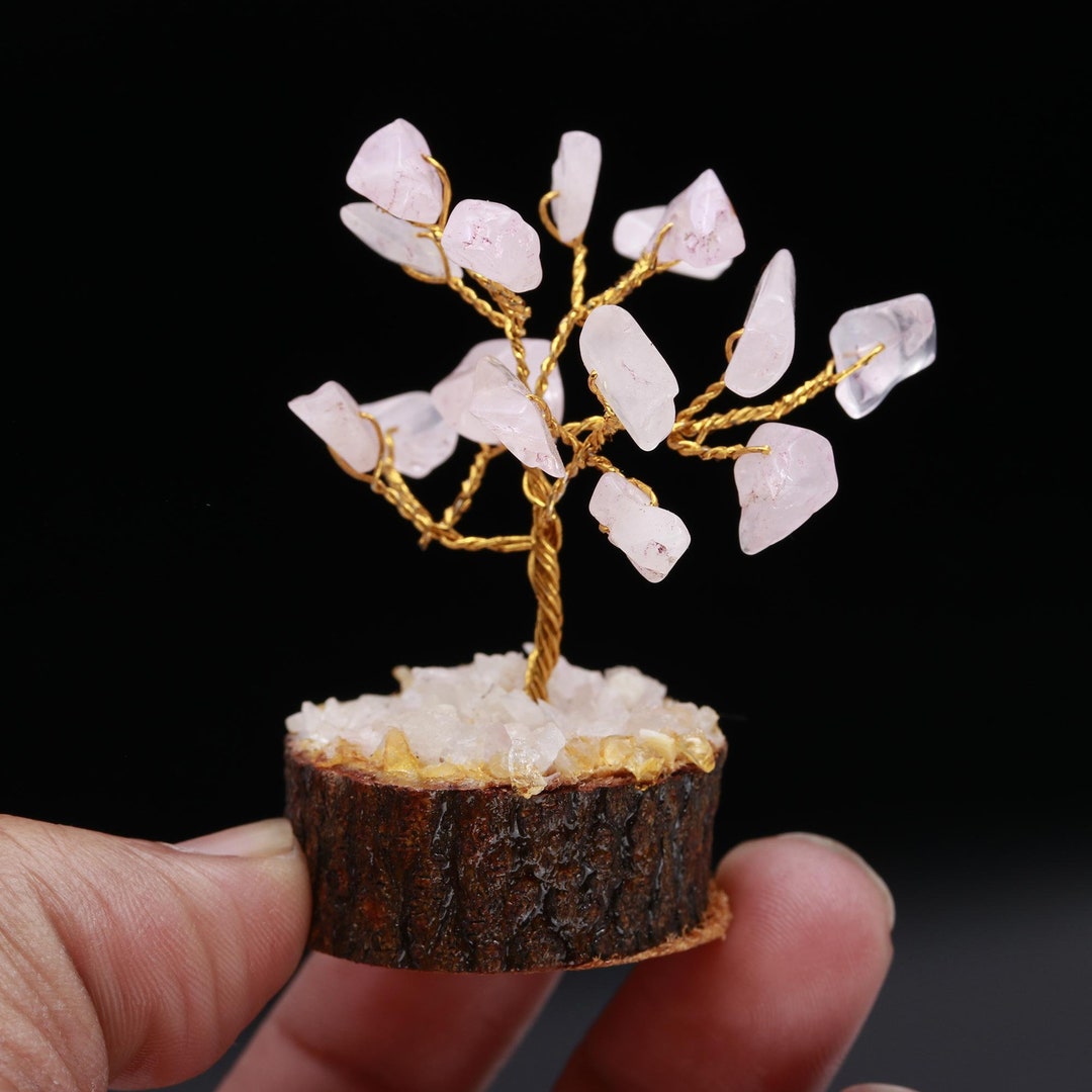 Crystal Tree Rose Quartz Tree of Life With Crystal Base Crystal Tree ...