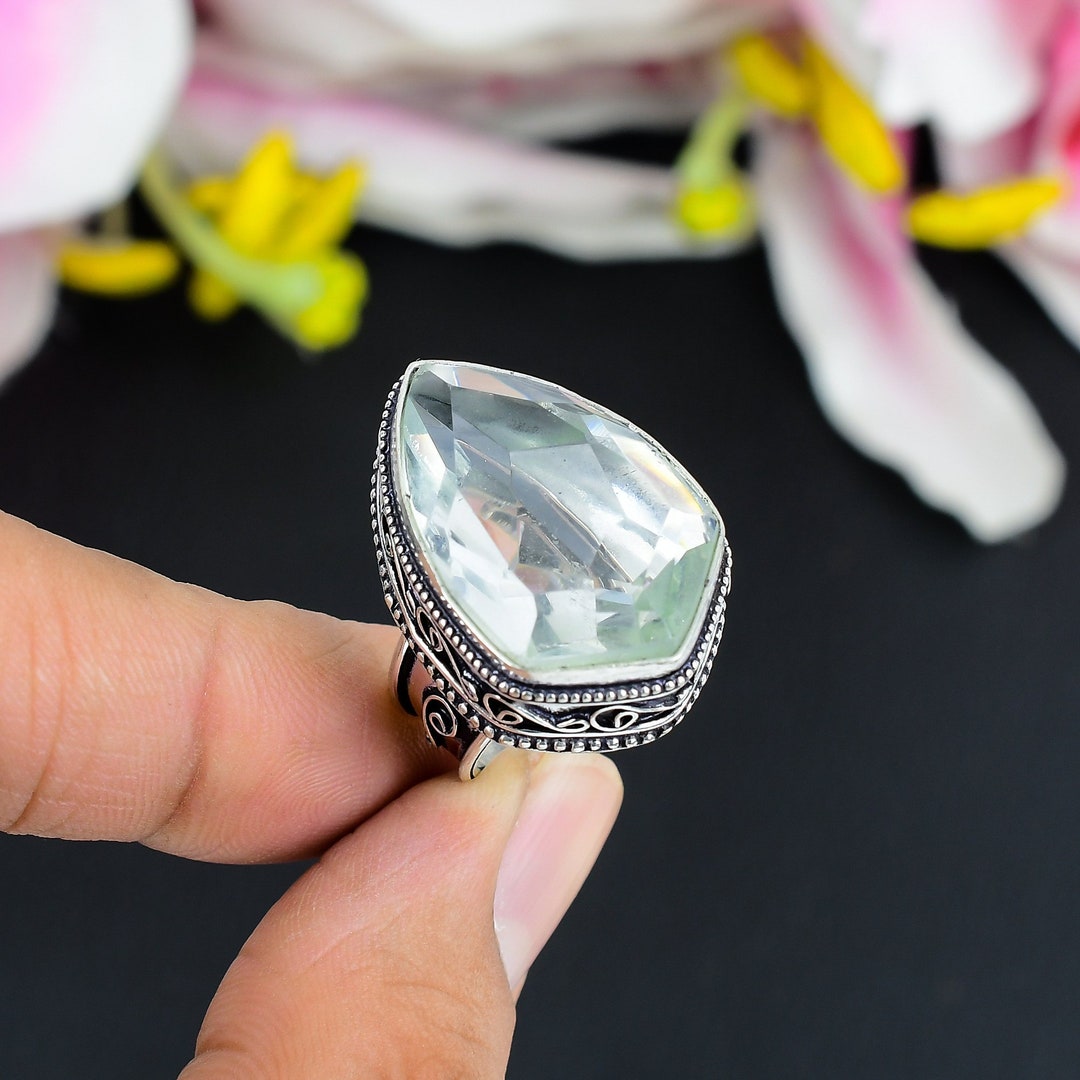 White Topaz White Topaz Gemstone Ring Handmade Jewelry 925 Sterling ...