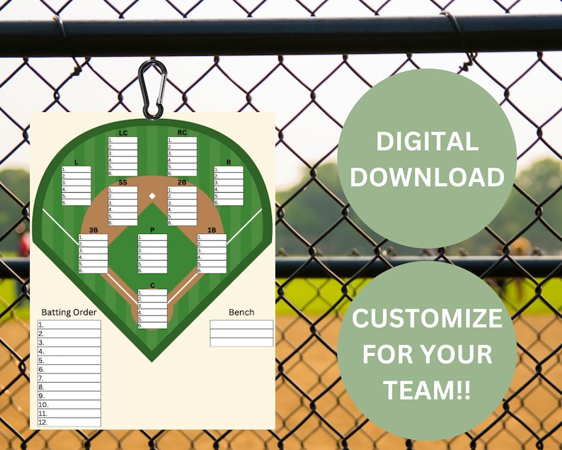 PDF Fillable Dugout Lineup Board for Tee Ball, Baseball, Travel ...