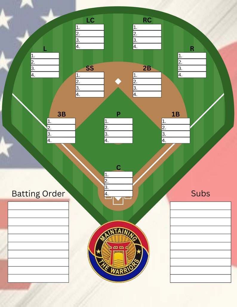PDF Fillable Dugout Lineup Board for Tee Ball, Baseball, Travel ...