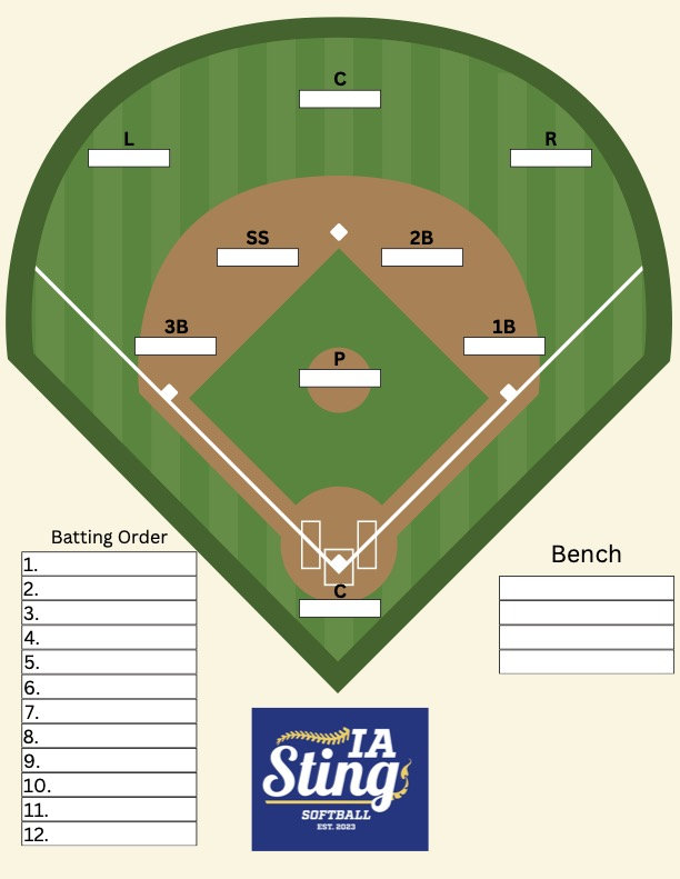 PDF Fillable Dugout Lineup Board for Tee Ball, Baseball, Travel ...