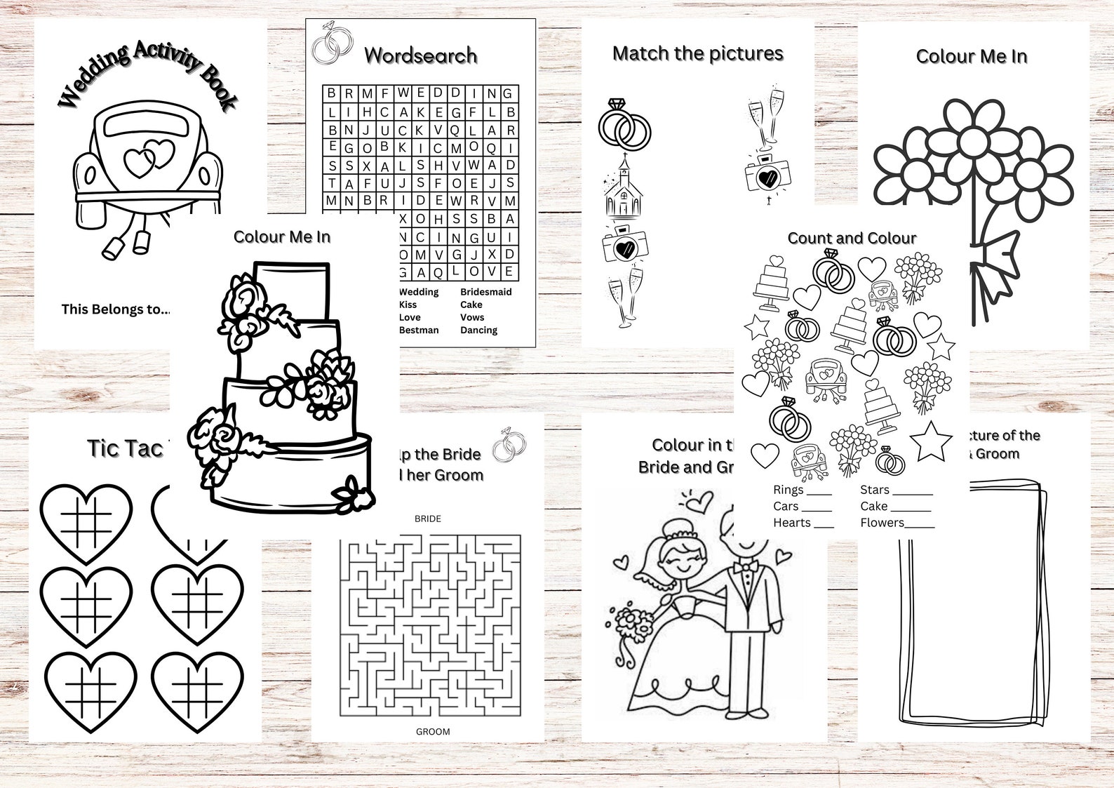 Wedding Activity Pack, Children's Activity Pack, Wedding Colouring Book ...