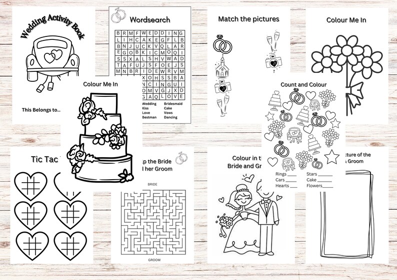 Wedding Activity Pack, Children's Activity Pack, Wedding Colouring Book ...