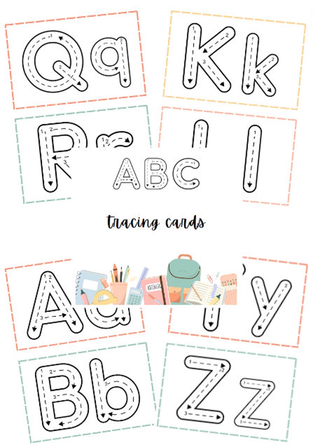 Printable Tracing Cards - Alphabet - PDF - A5 - Etsy