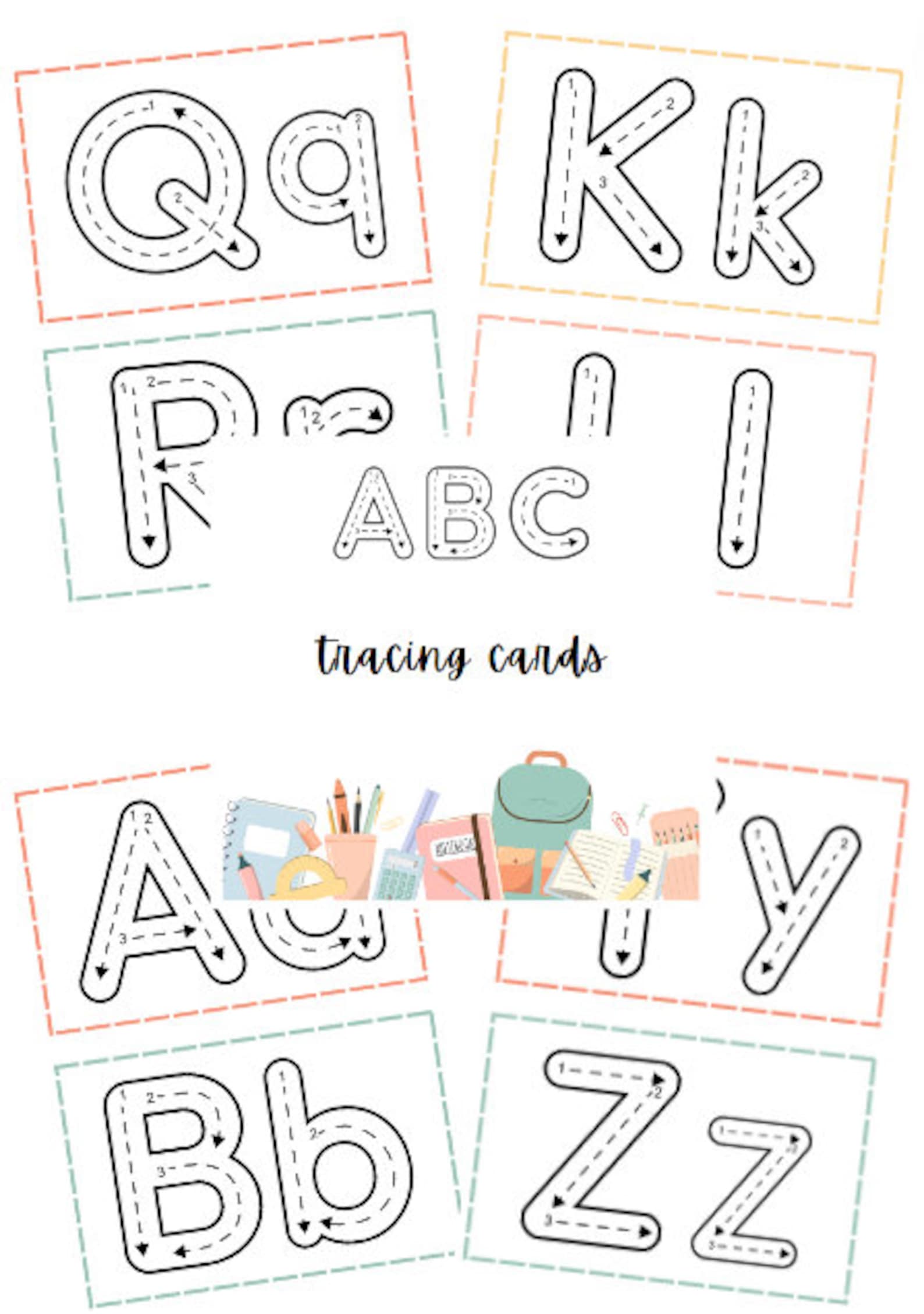 Printable Tracing Cards - Alphabet - PDF - A5 - Etsy