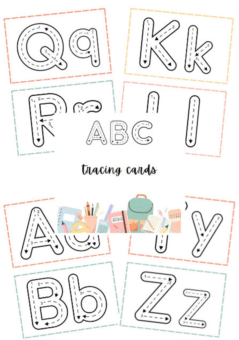 Printable Tracing Cards - Alphabet - PDF - A5 - Etsy
