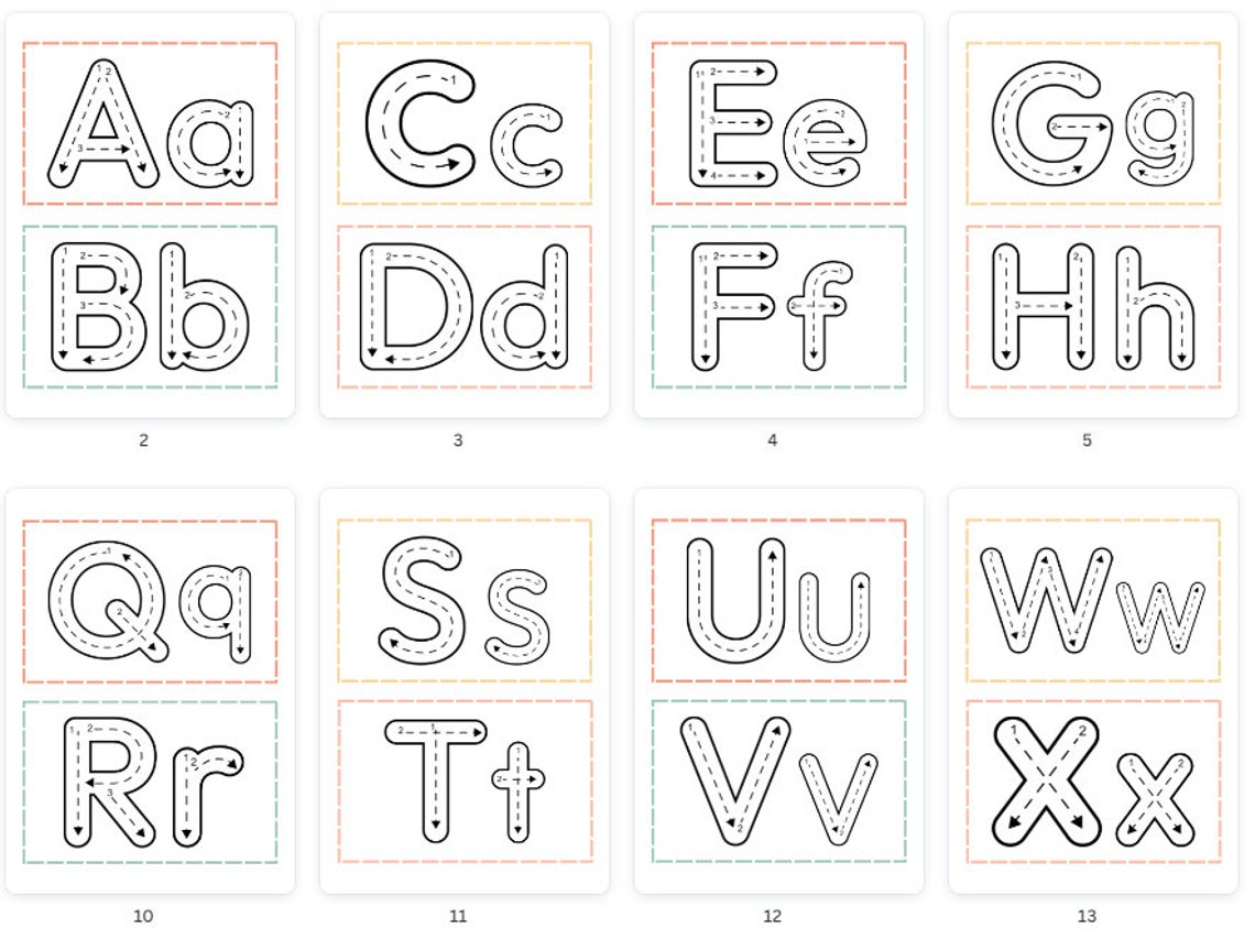 Printable Tracing Cards - Alphabet - PDF - A5 - Etsy
