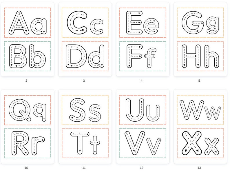 Printable Tracing Cards - Alphabet - PDF - A5 - Etsy