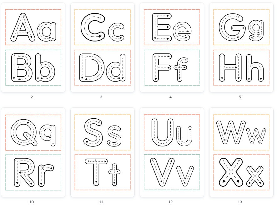 Printable Tracing Cards - Alphabet - PDF - A5 - Etsy