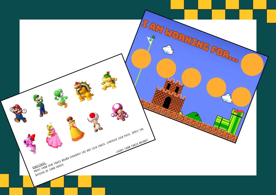 5 Token Board Economy, Mario Characters, Mario Token Board - Etsy