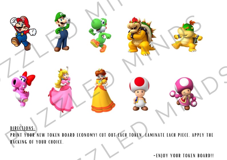 5 Token Board Economy, Mario Characters, Mario Token Board - Etsy