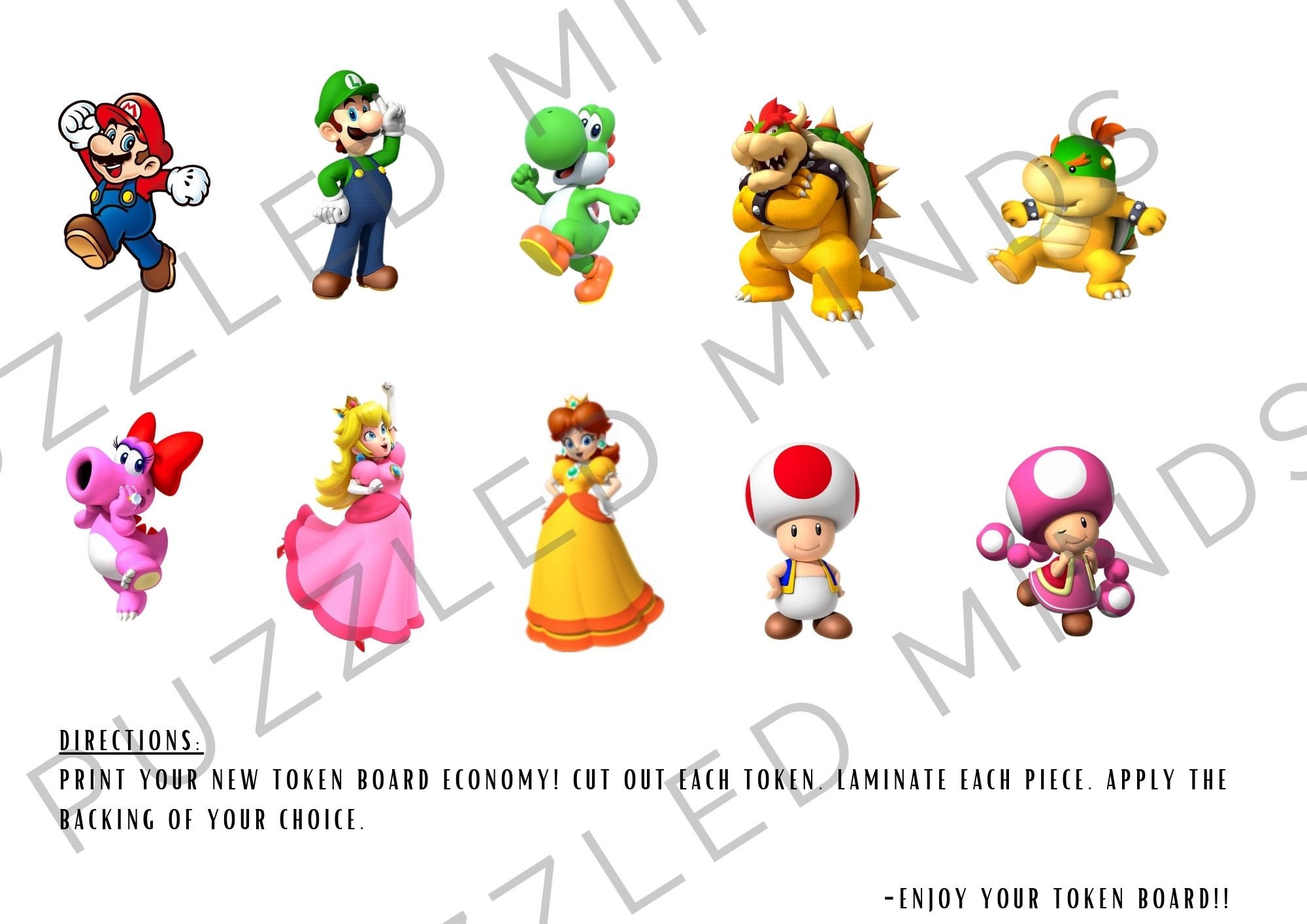 5 Token Board Economy, Mario Characters, Mario Token Board - Etsy