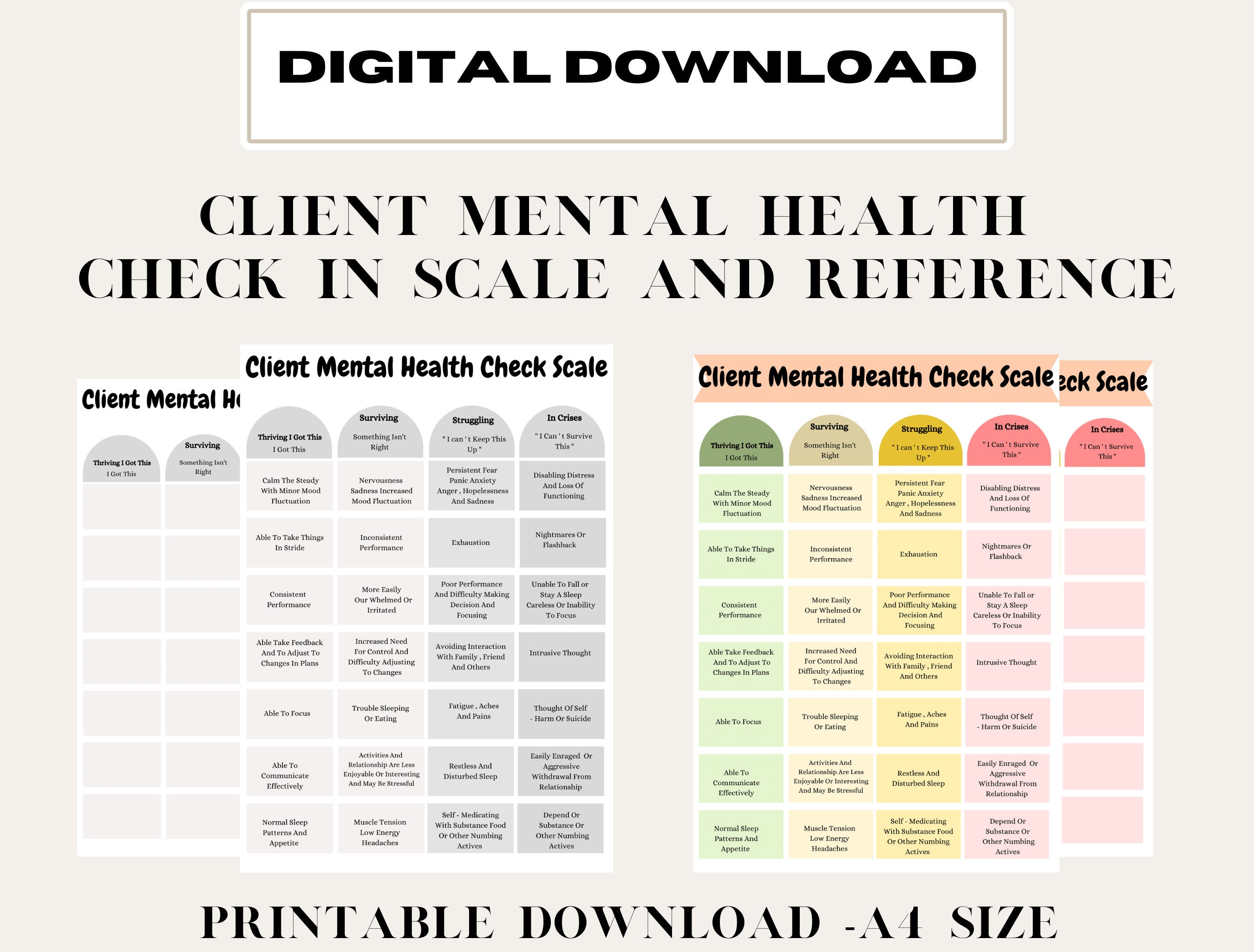 Client Mental Health Check in Scale and Reference - Etsy