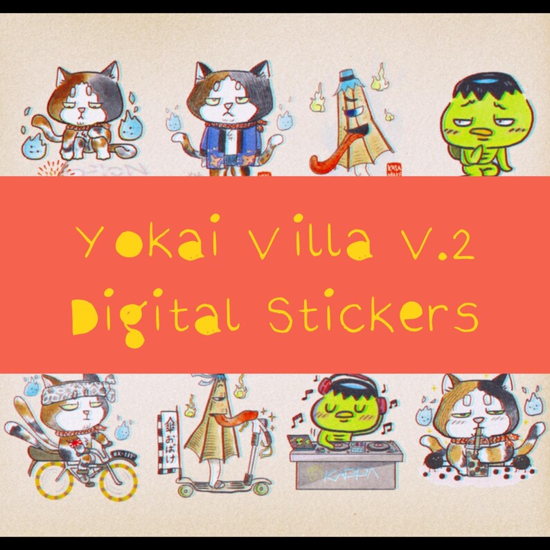 Yokai Villa V.2 - Digital Stickers PNG - Etsy