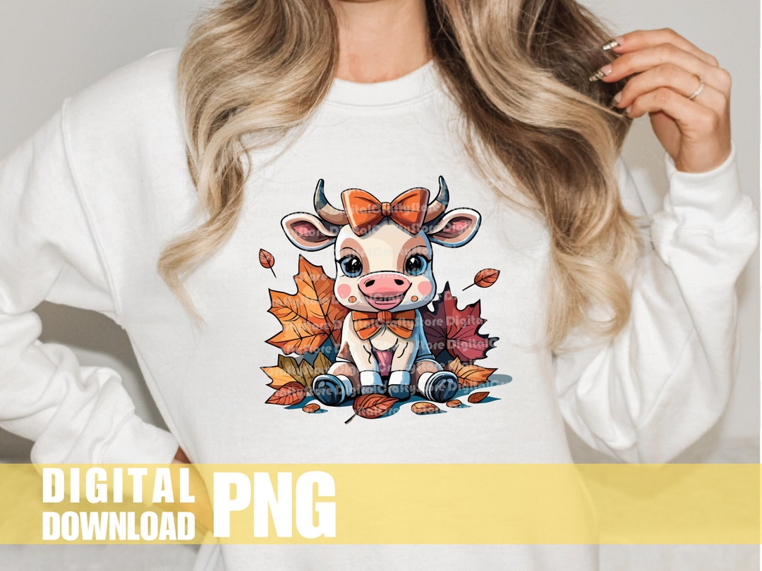 Baby Cow Fall PNG, Fall Cow, Cute Cow Png, Cow Pumpkin, Fall Designs ...