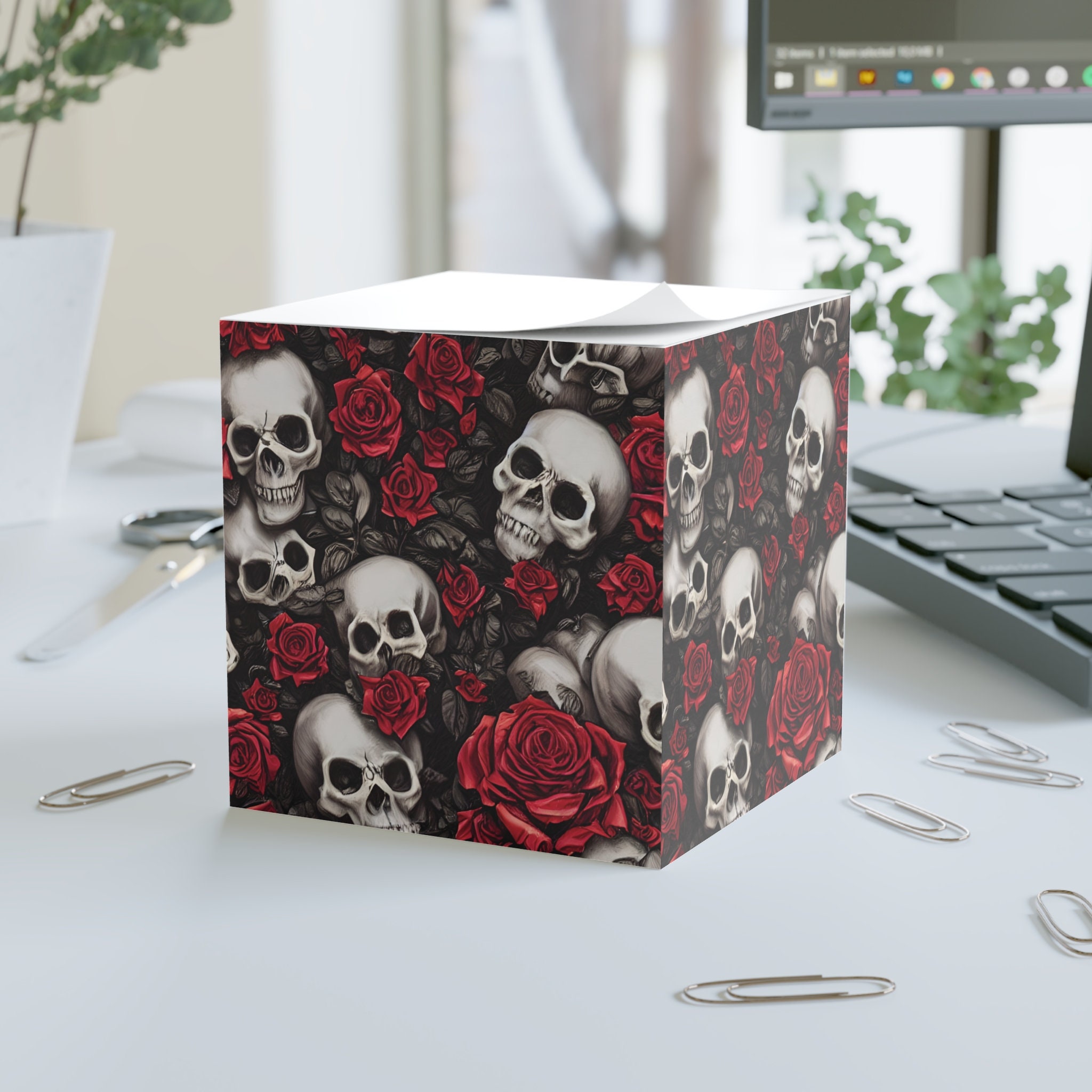 Skulls and Roses 700 Sticky Sheet Note Cube Gift Ideas - Etsy