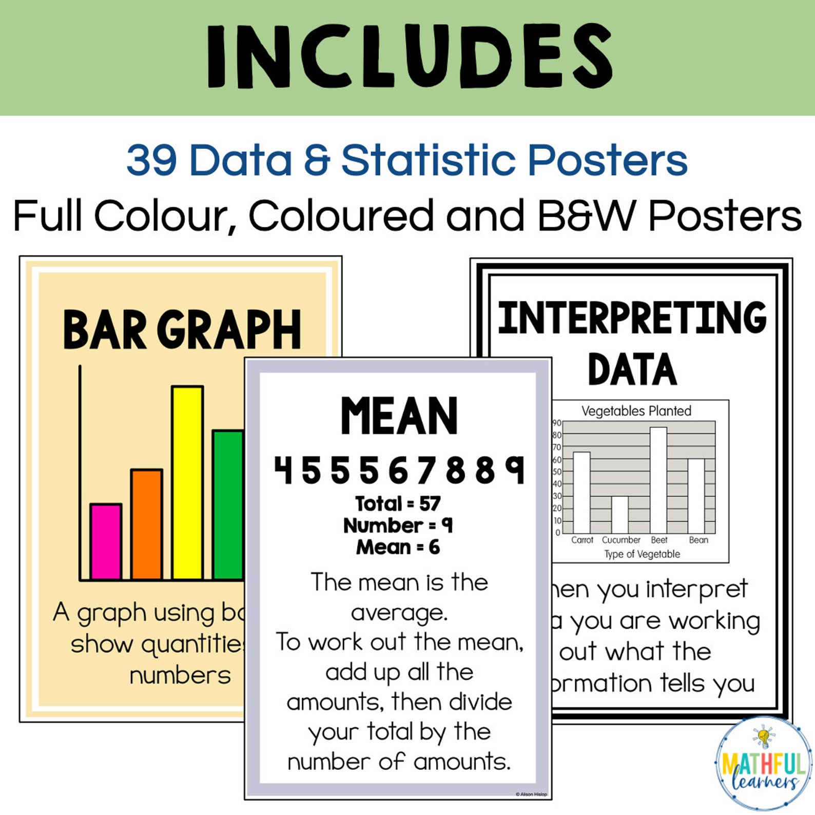 Data and Statistics Posters - Math Terminology, Definitions & Visual ...