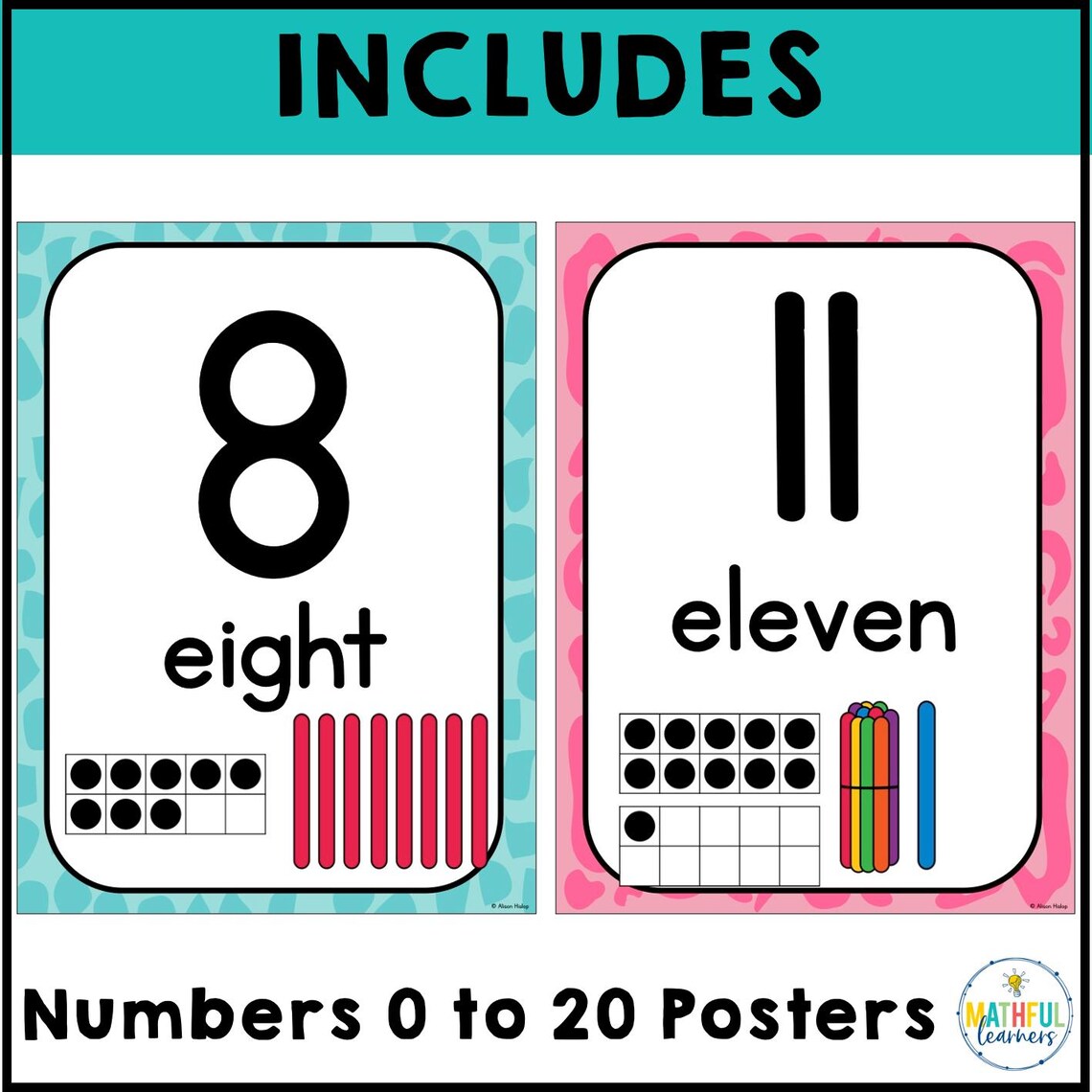 Number Posters & Flashcards - Tens Frame, Icypole Stick - 0-20, 10's to ...