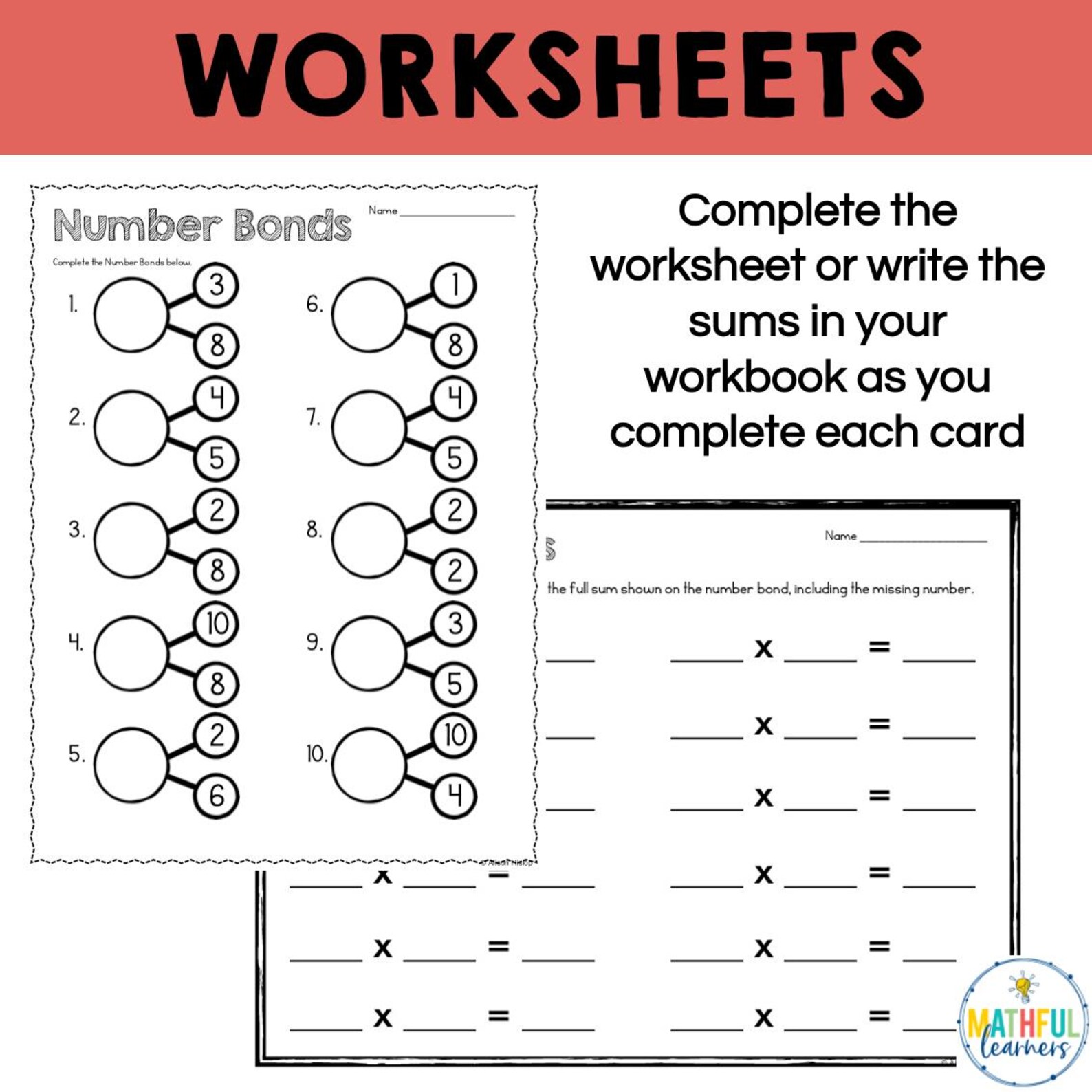 Number Bond Worksheets - Multiplication & Division Activity Cards ...