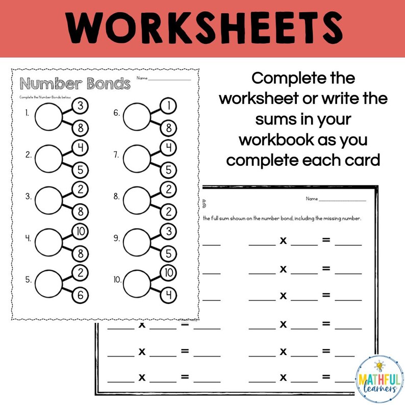 Number Bond Worksheets - Multiplication & Division Activity Cards ...