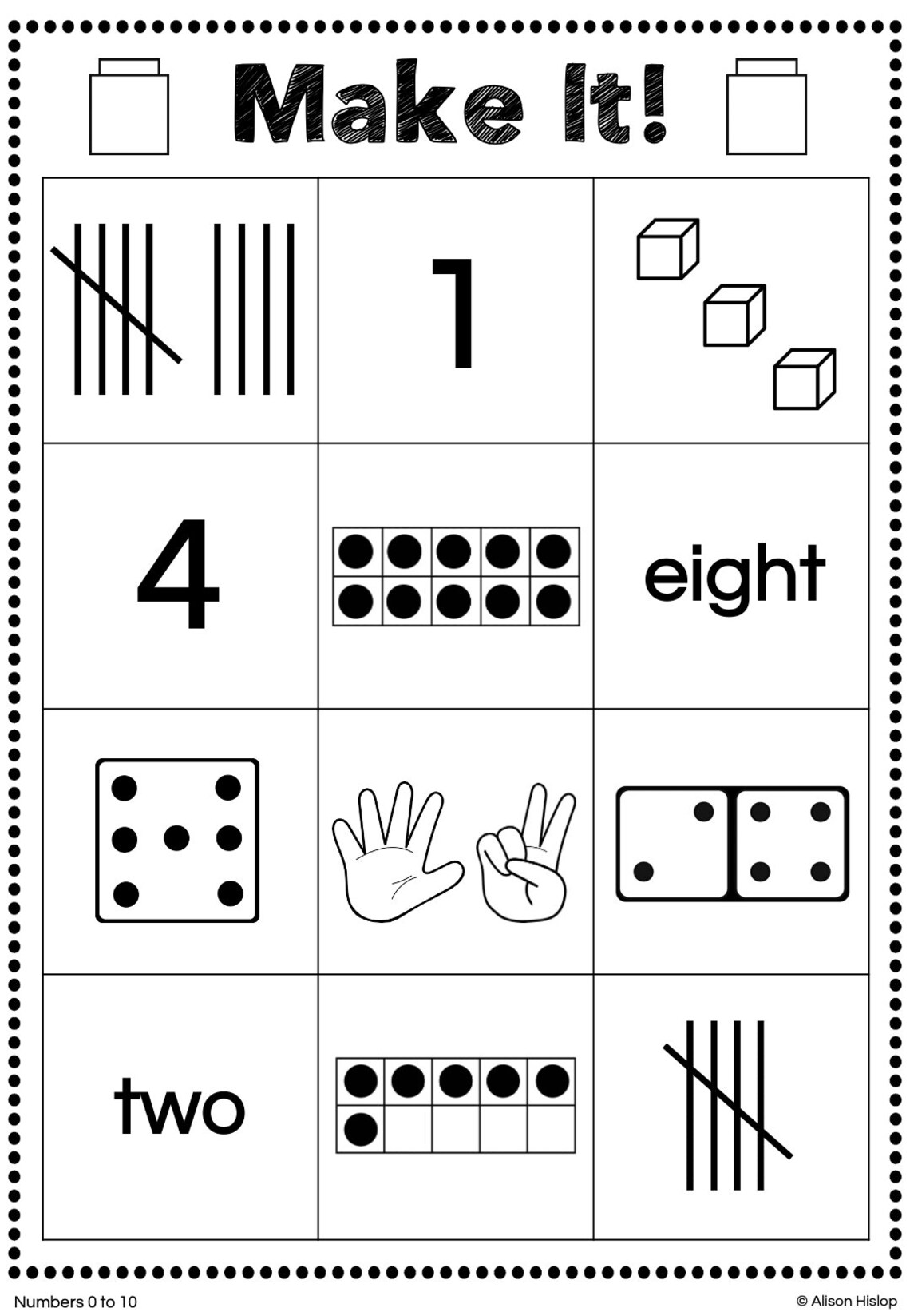 Number Sense Numbers to 10 Game - Representing Numbers in Different ...