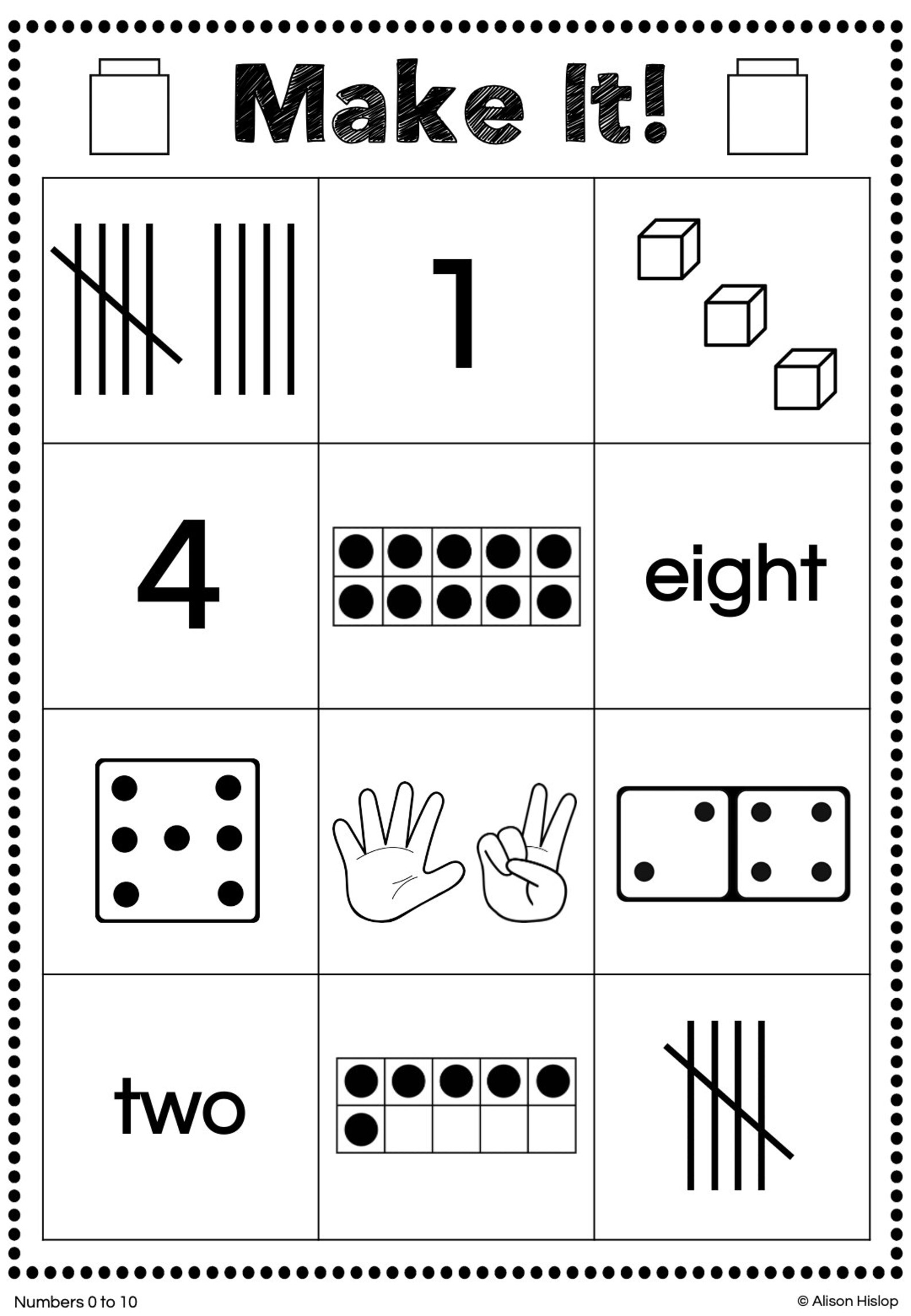Number Sense Numbers to 10 Game - Representing Numbers in Different ...