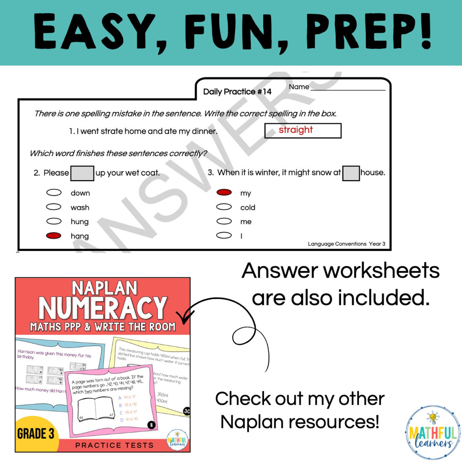 NAPLAN Language Conventions - Practice Tests Year 3 - Daily Worksheets ...