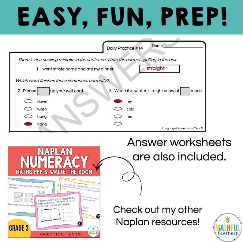 NAPLAN Language Conventions - Practice Tests Year 3 - Daily Worksheets ...