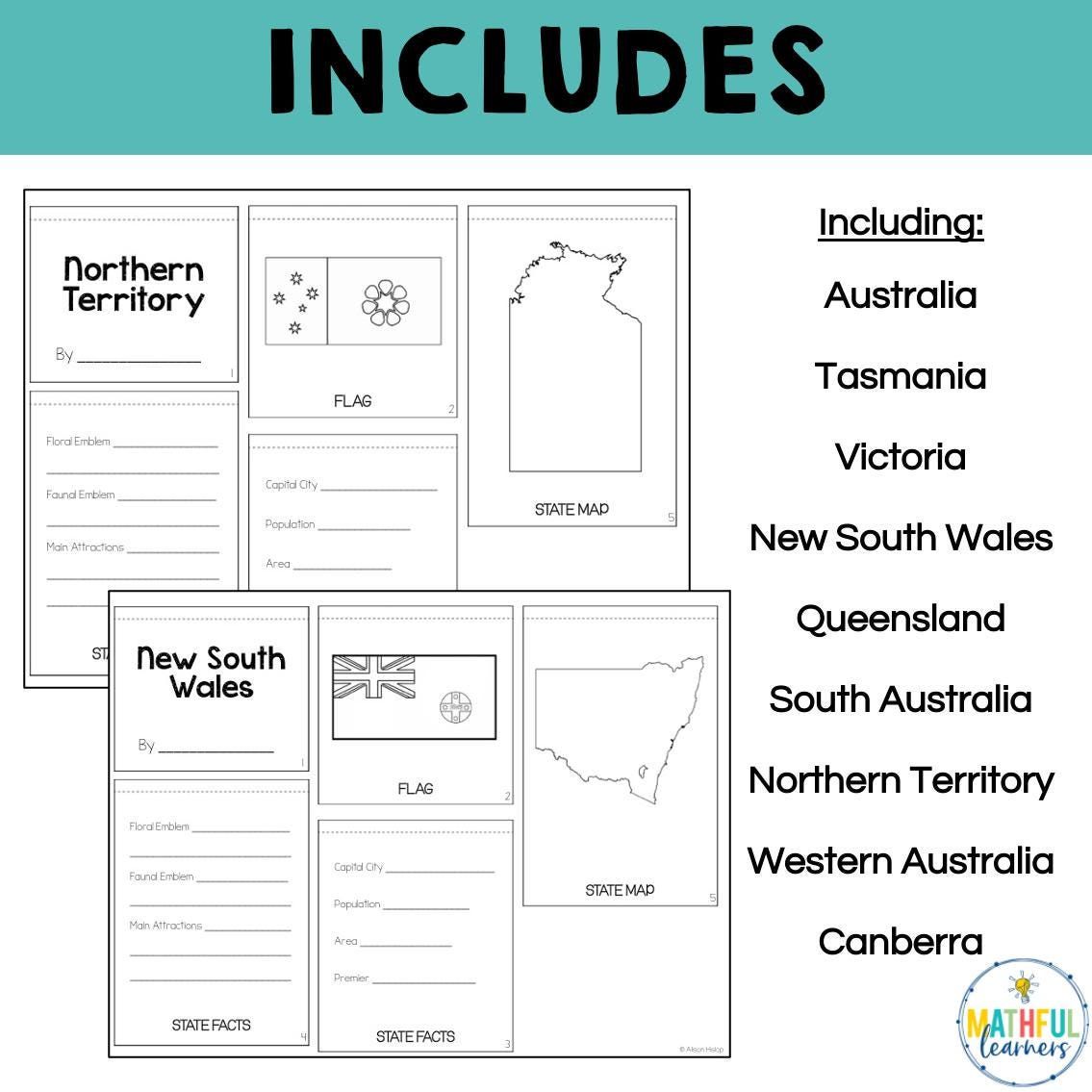Australia Flipbooks - State & Country Study - Research Project Maps ...