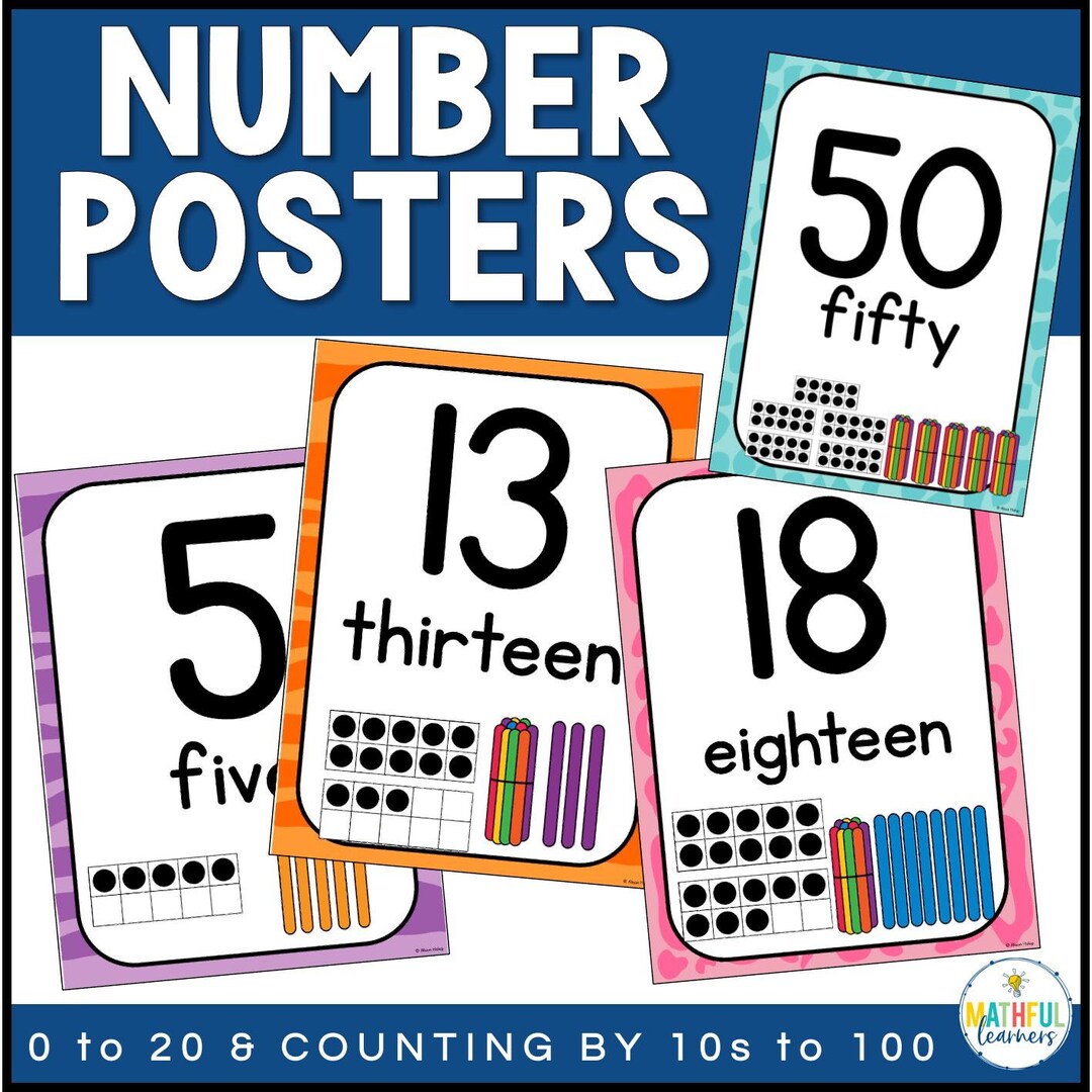 Number Posters & Flashcards - Tens Frame, Icypole Stick - 0-20, 10's to ...