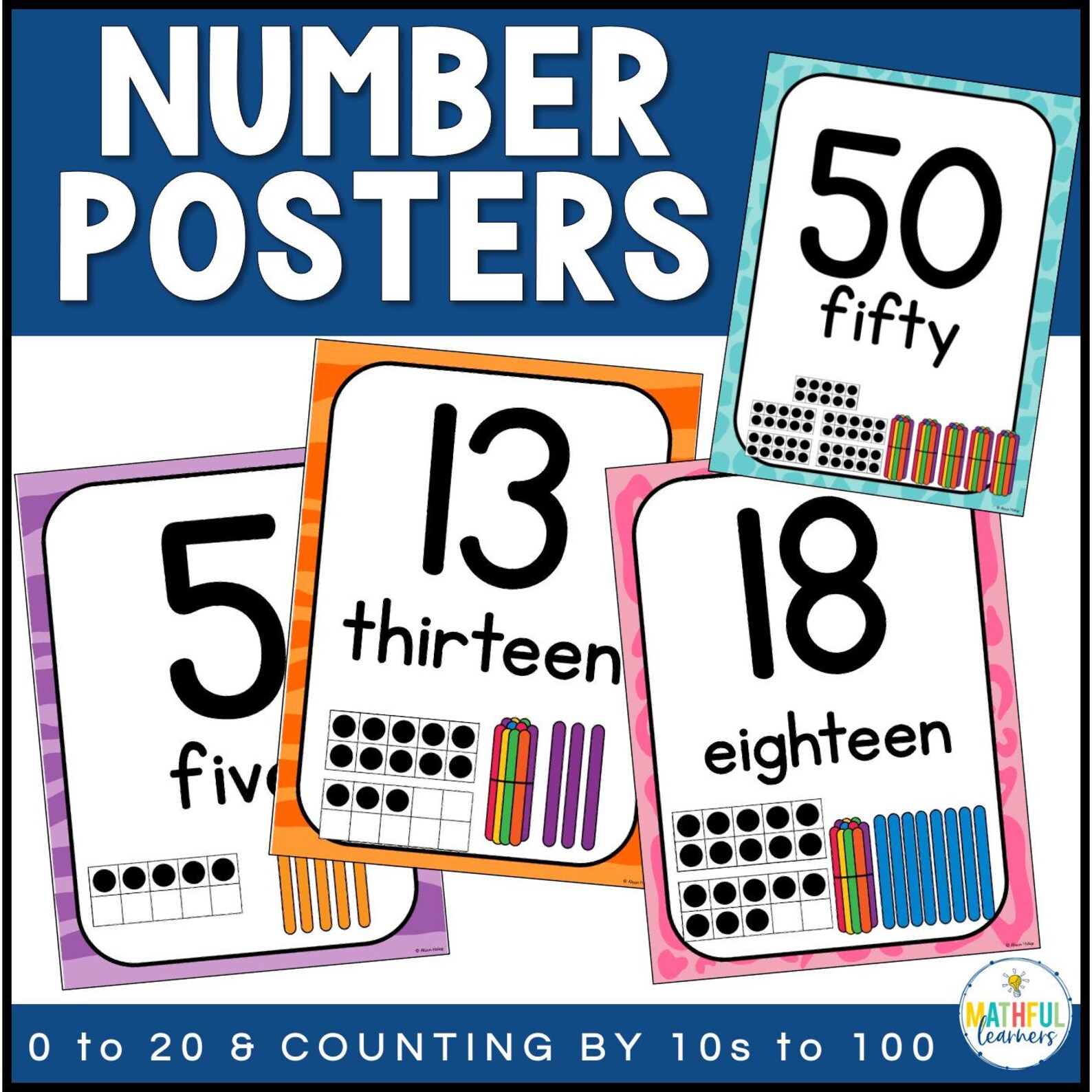 Number Posters & Flashcards - Tens Frame, Icypole Stick - 0-20, 10's to ...