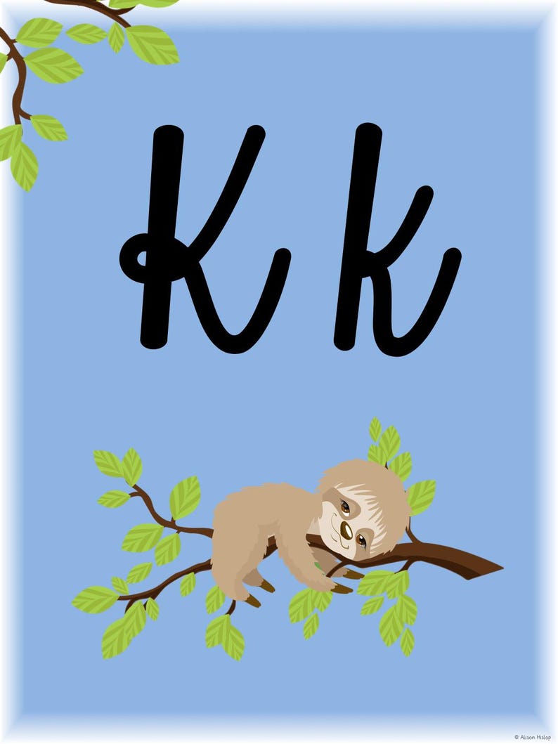 Sloth-themed Alphabet Posters | Classroom Decor | A-Z Educational ...