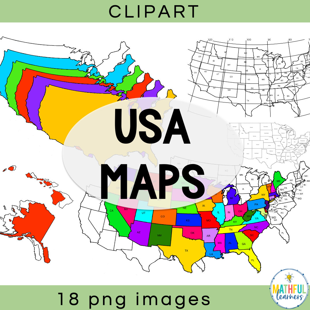 USA Maps Clipart | High-resolution Digital Map Graphics | United States ...