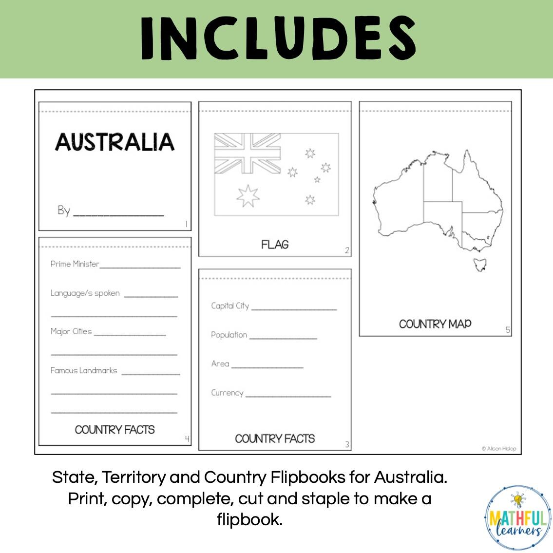 Australia Flipbooks - State & Country Study - Research Project Maps ...