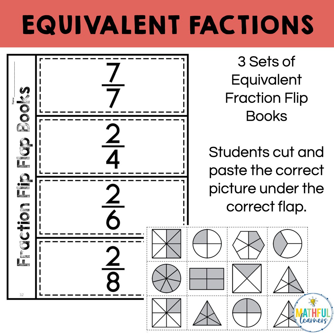 Matching & Equivalent Fractions Flipbooks - Worksheets With Pictures ...