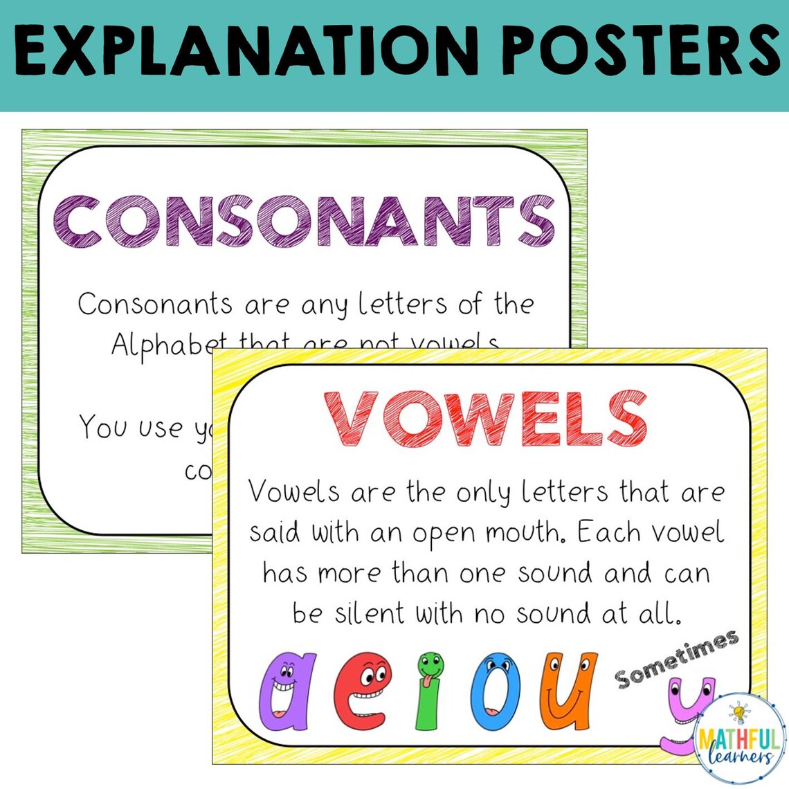 Consonants and Vowel Classroom Posters - Letter Display for Your ...
