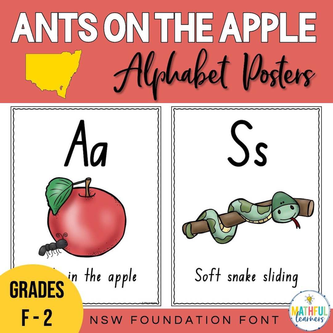 Ants in the Apple Alphabet Posters & Flashcards - NSW Foundation Font ...