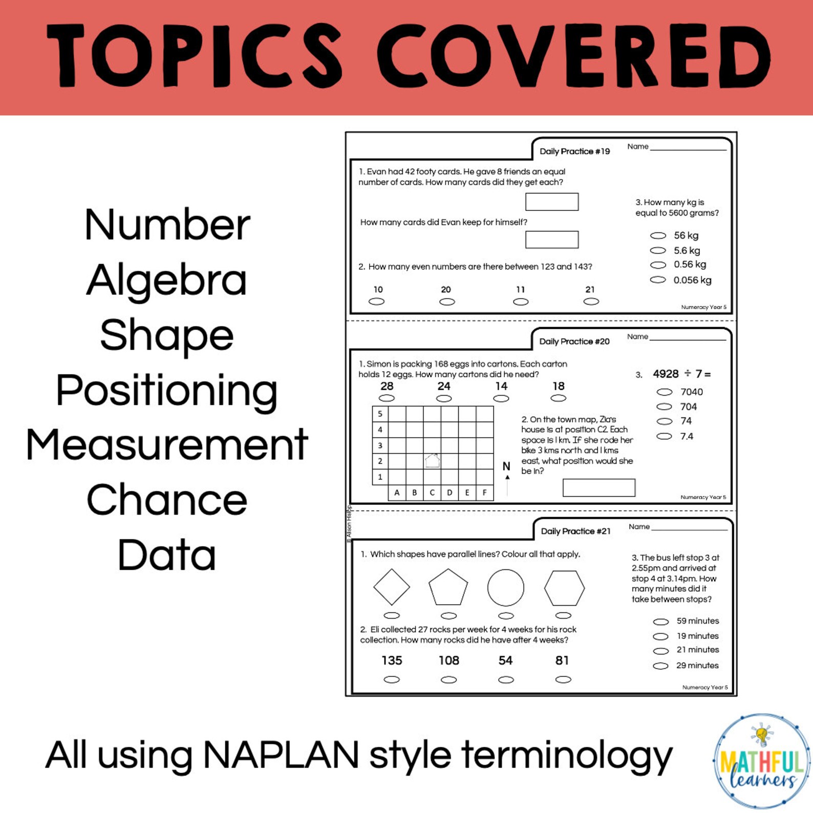 Naplan Numeracy Practise Tests Year 5 Daily Maths Worksheets - Etsy