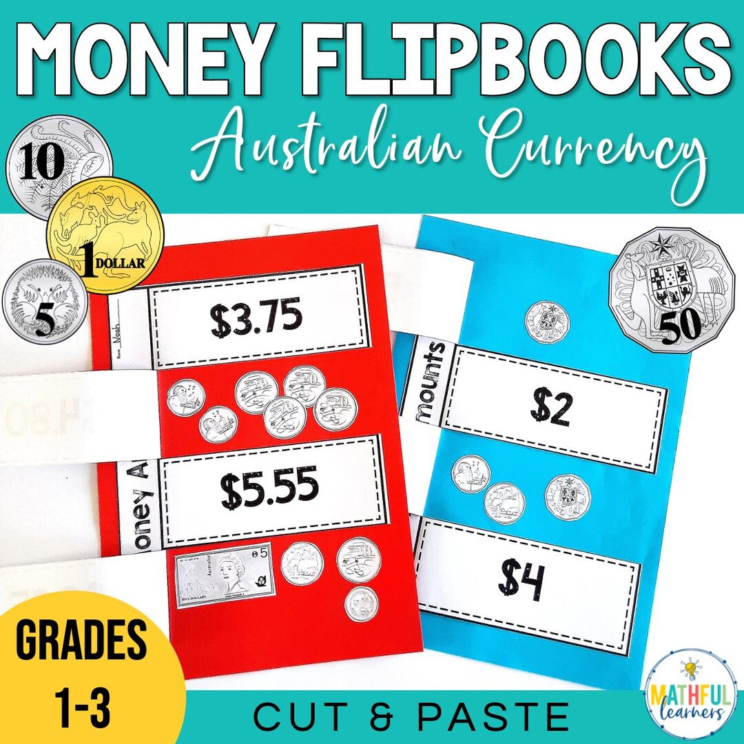 Money Flipbook - Math Cut & Paste Activities - Australian Currency ...