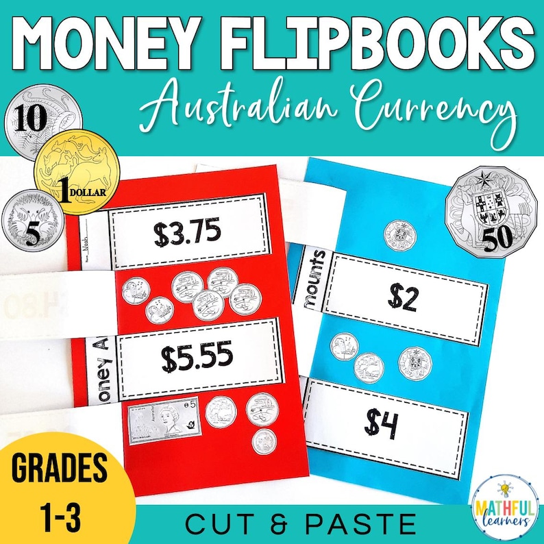 Money Flipbook - Math Cut & Paste Activities - Australian Currency ...