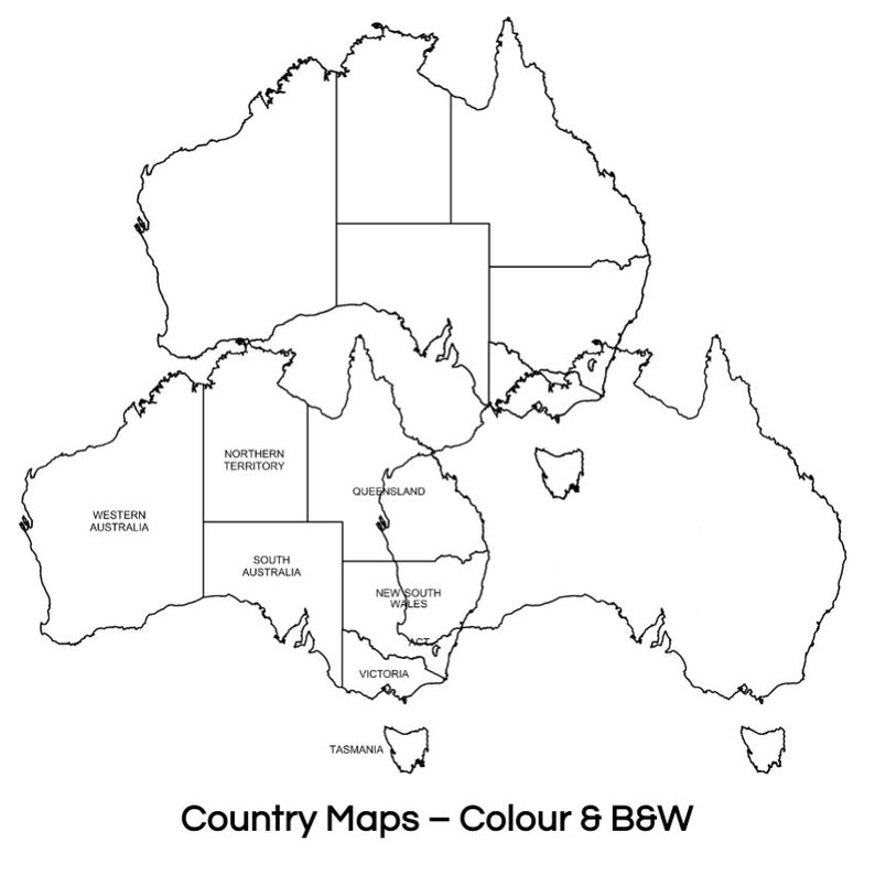 Australia Map Clipart | Australian State and Territory Illustrations ...